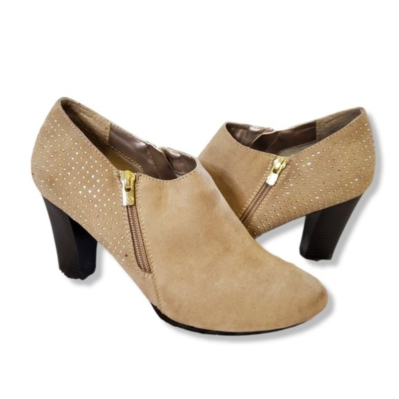 Madeline | Shoes | Madeline Womens Tan Suede Roundtoe Chunky Heel Ankle ...